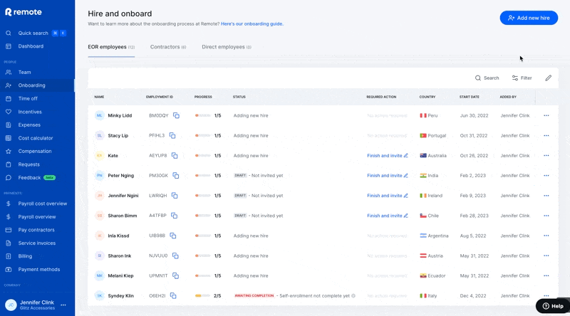 How to add a new EOR employee – Remote