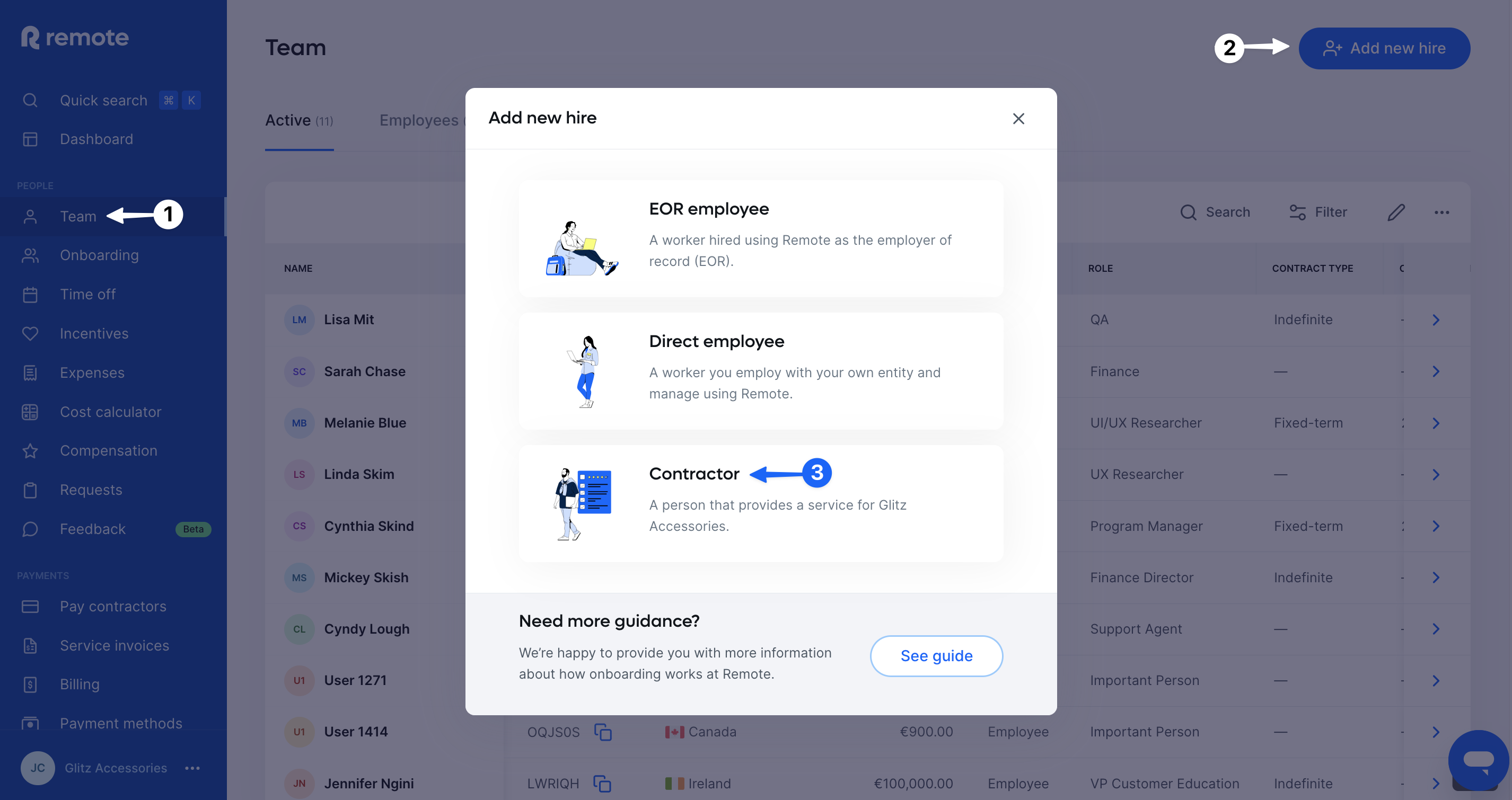 How to add a contractor – Remote