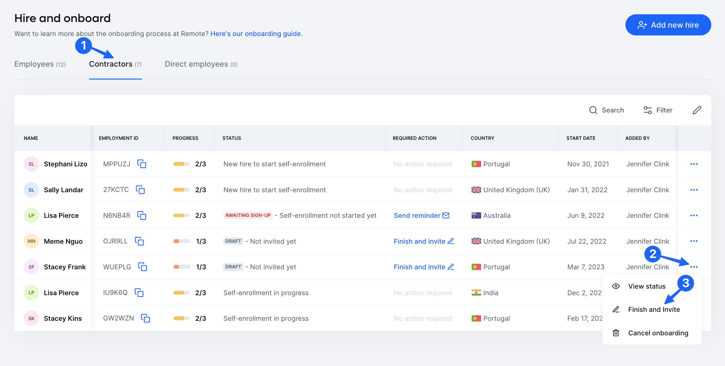 How to add a contractor – Remote