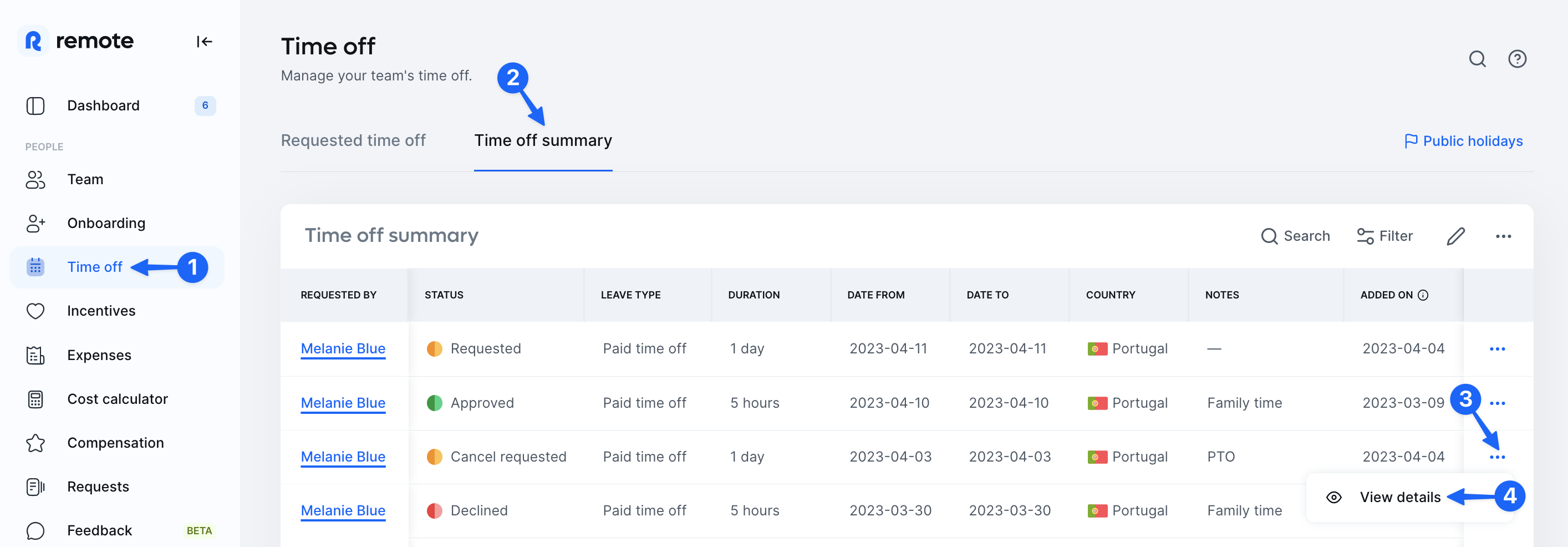 How to approve/decline a canceled time off request – Remote