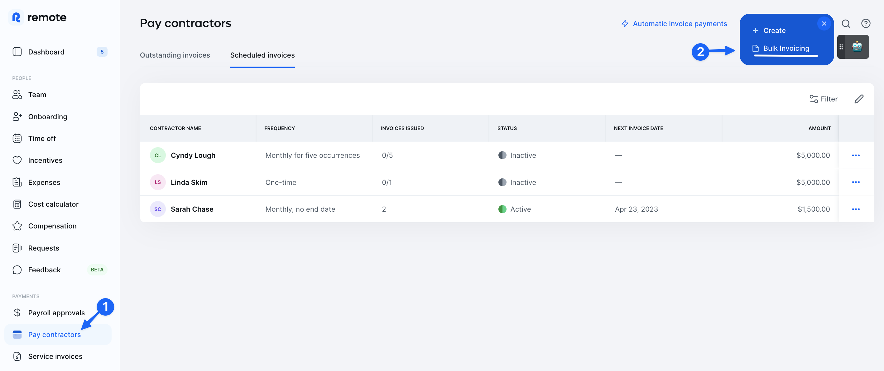 How to create a scheduled contractor invoice – Remote
