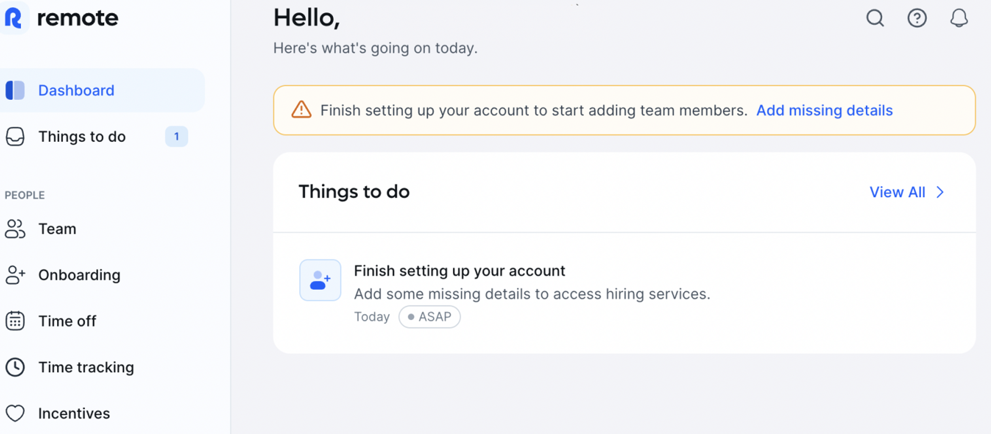 How do I finish setting up my account? – Remote