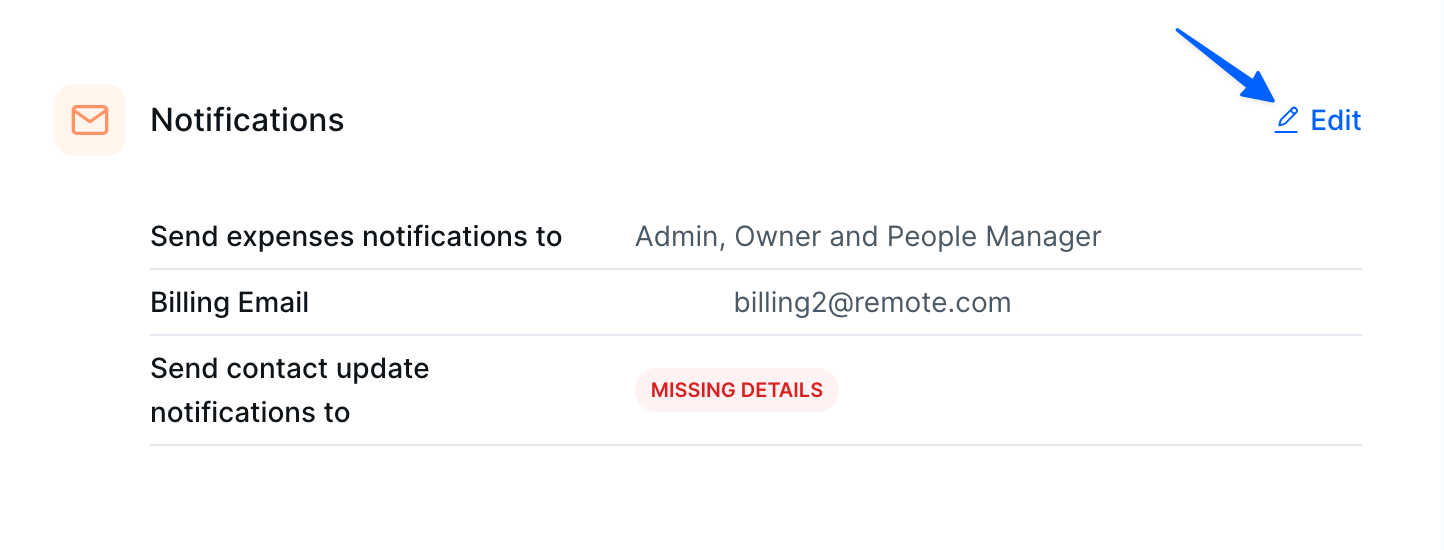 How to edit the company's billing email – Remote