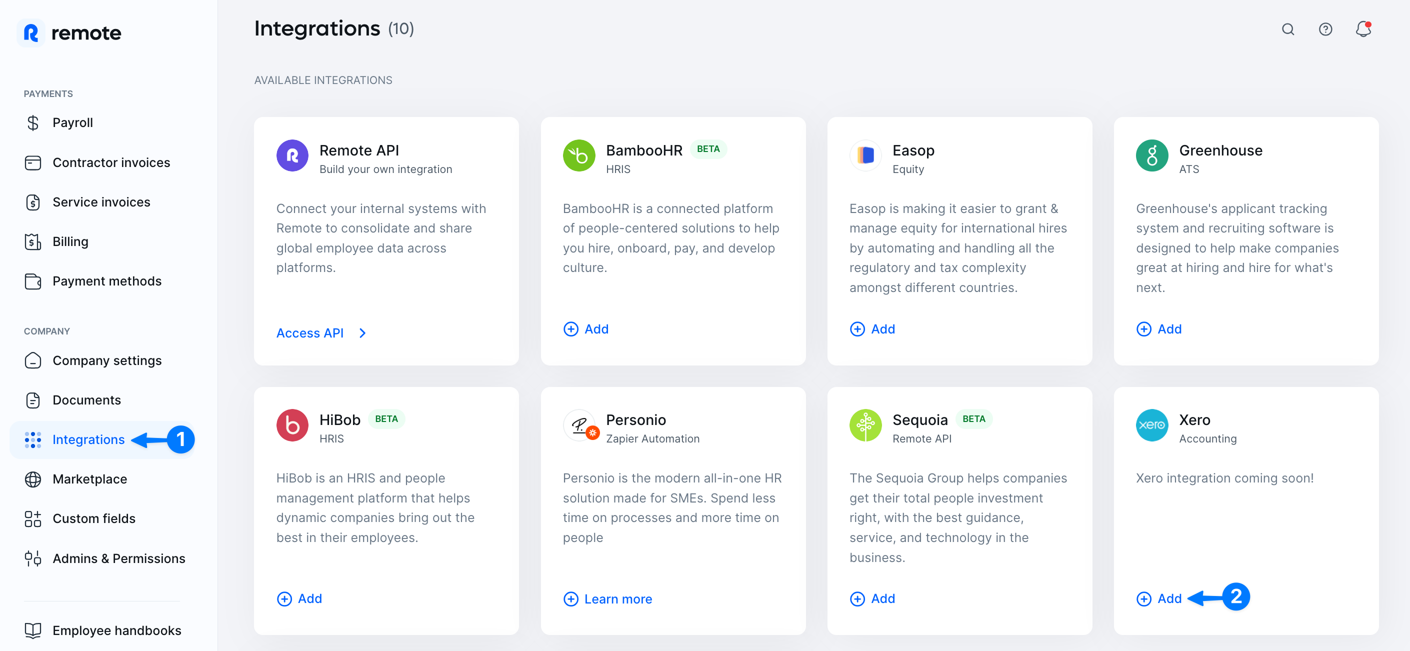 How to set up the Xero integration – Remote
