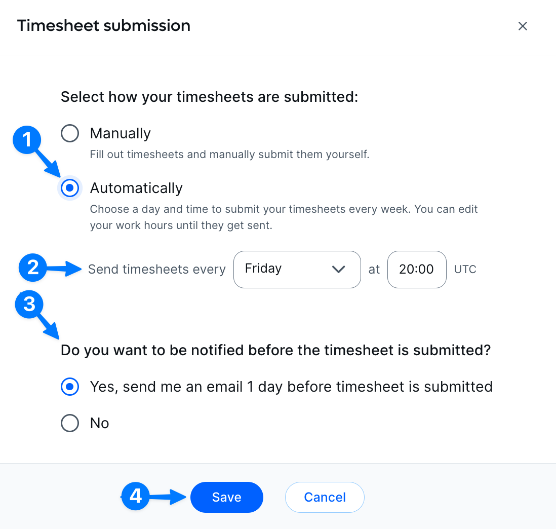 Submit timesheets automatically – Remote