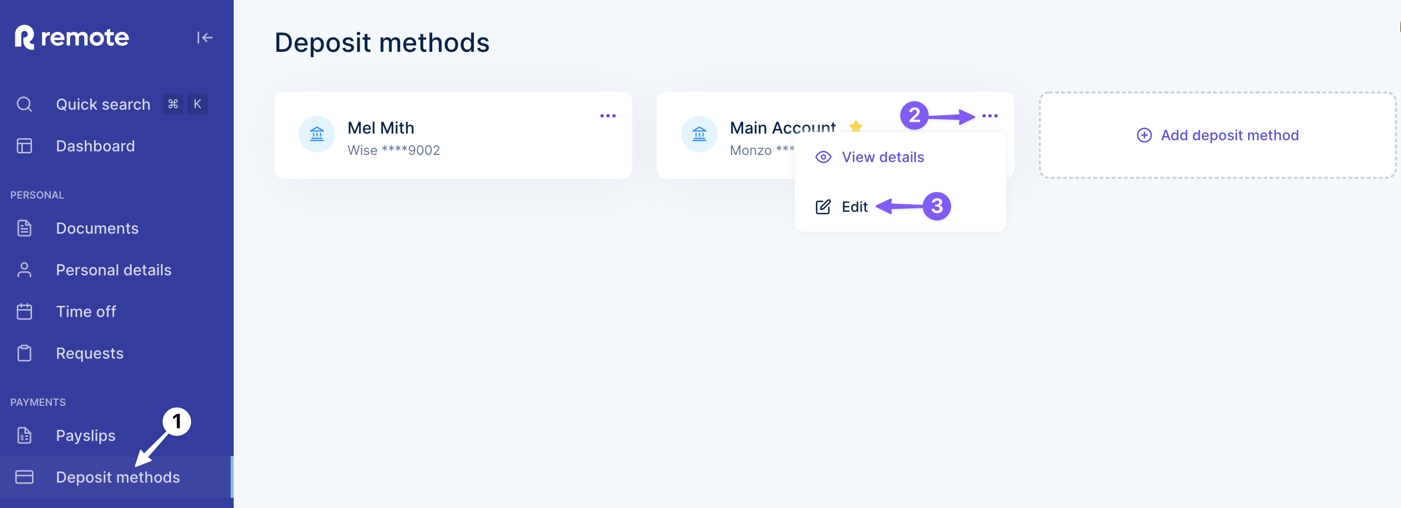 How to add bank account details as Payroll employee – Remote