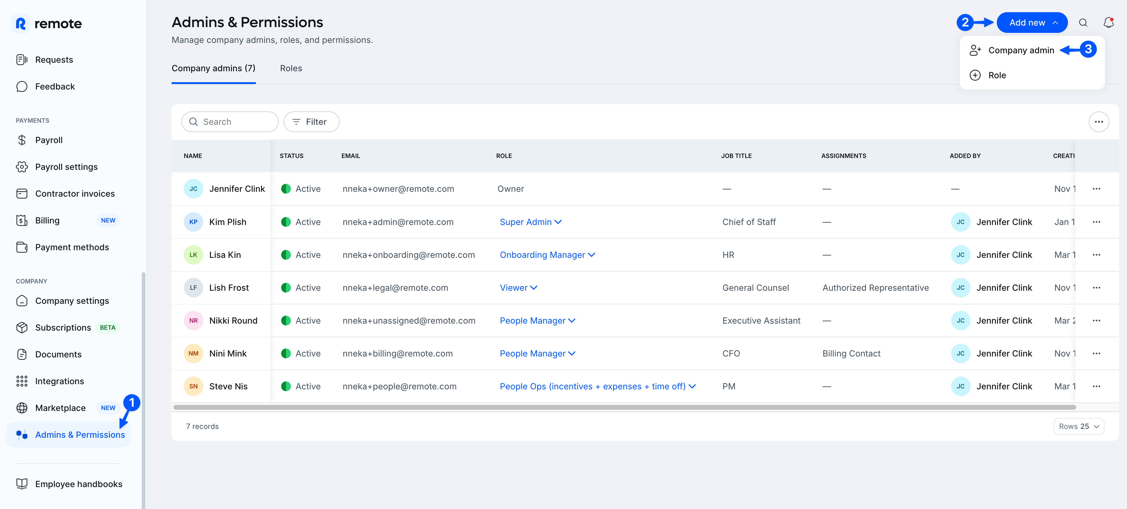 Adding admins to your Remote account – Remote