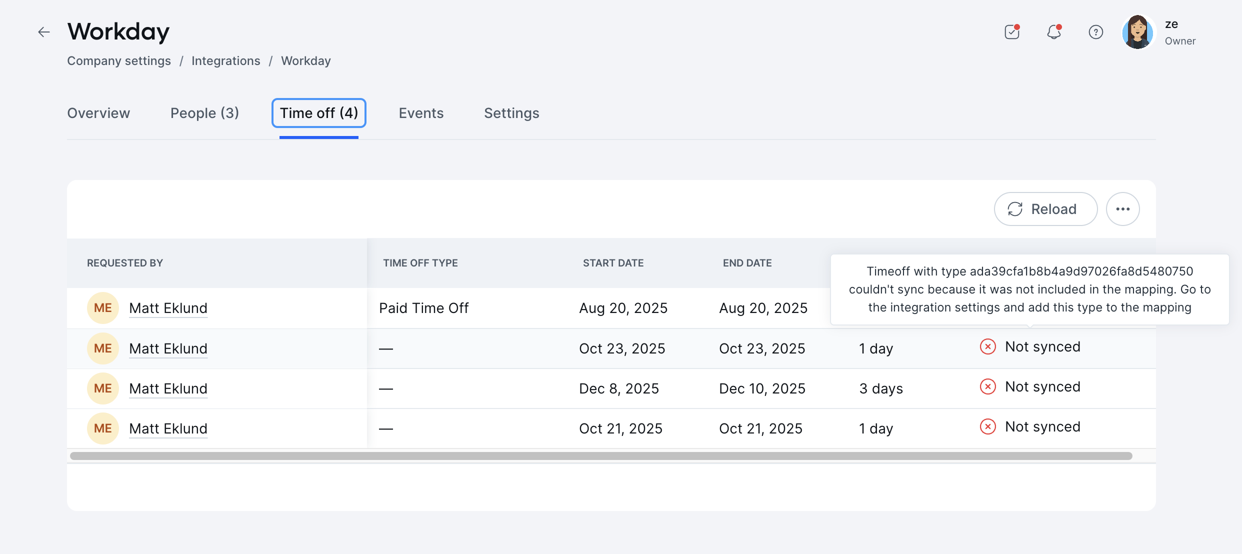 Employee Time Off Sync with Workday Integration – Remote