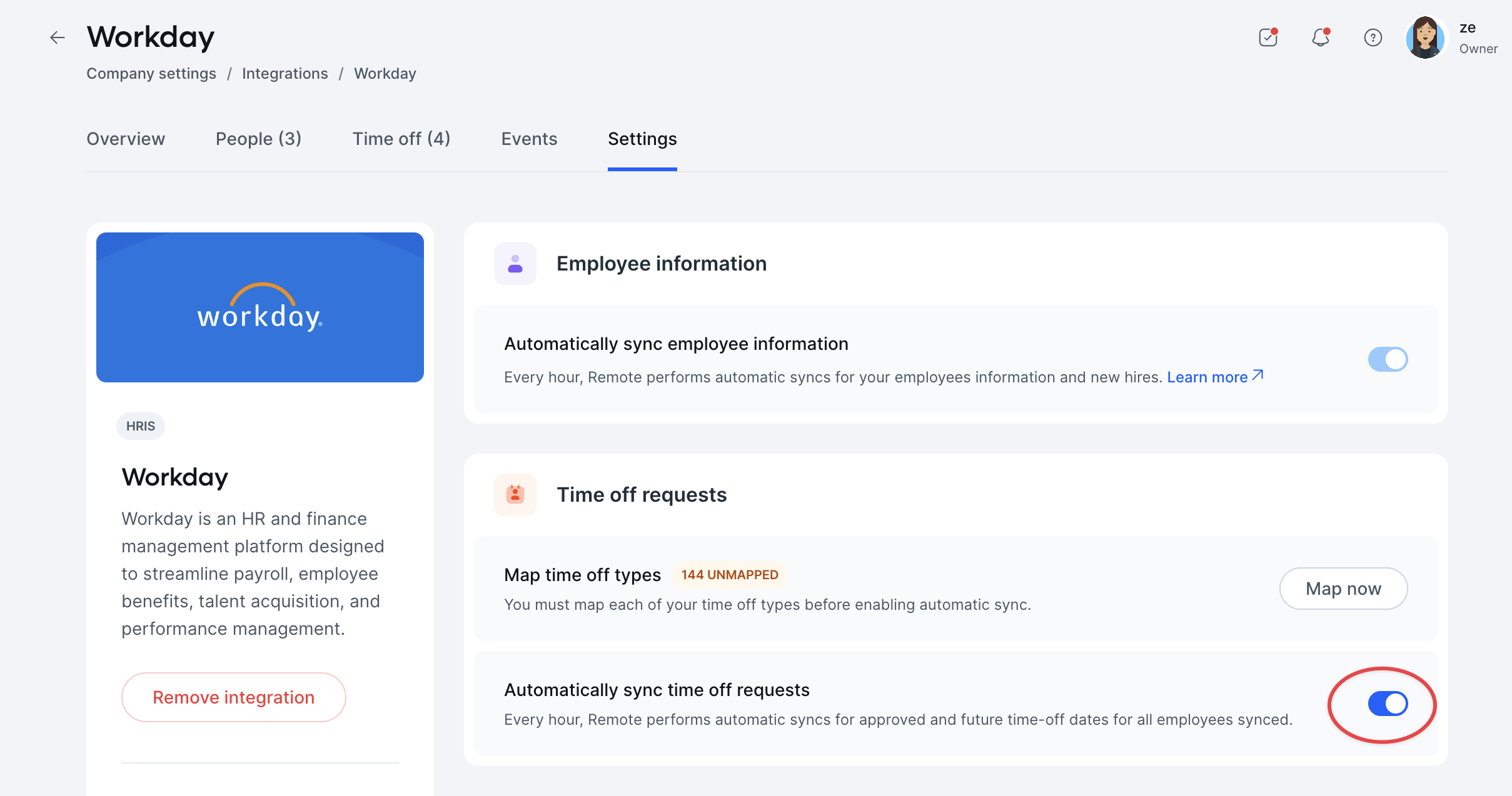 Employee Time Off Sync with Workday Integration – Remote