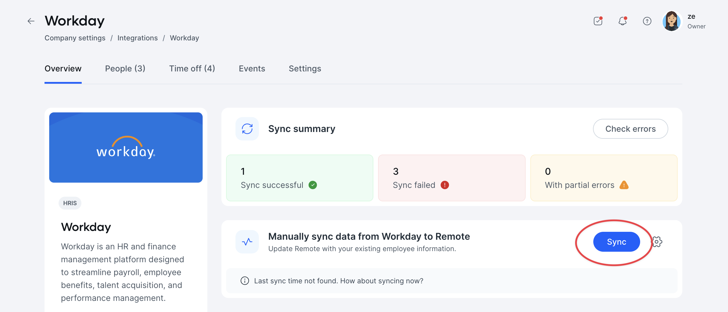 Employee Time Off Sync with Workday Integration – Remote