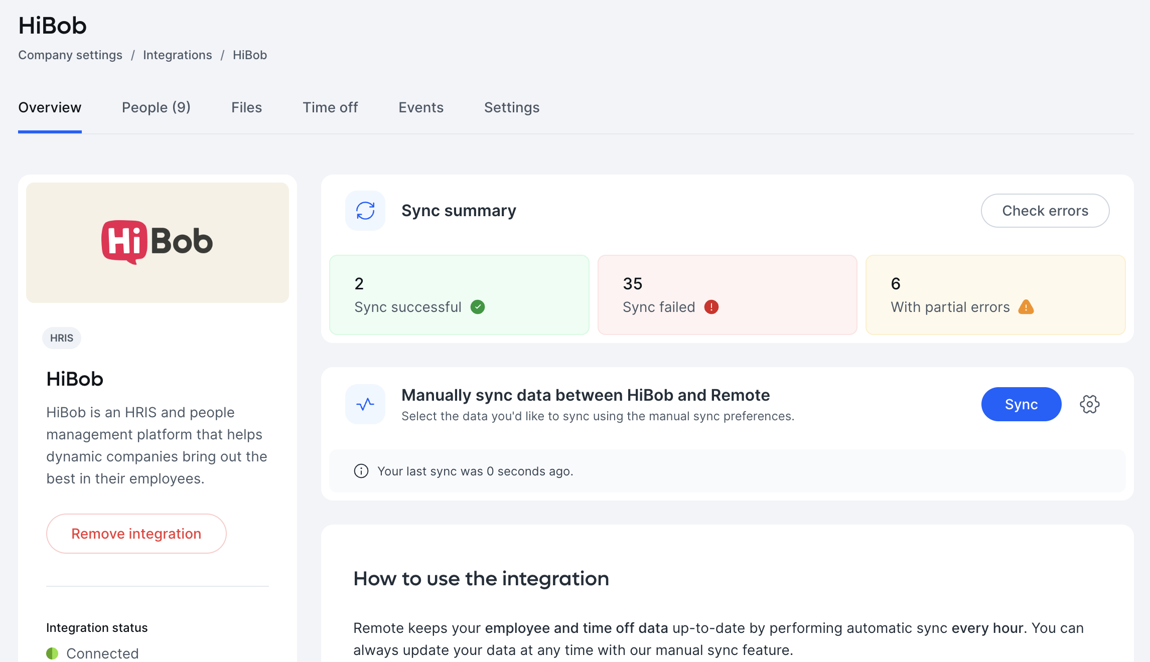 Hibob Employee Sync Integration – Remote