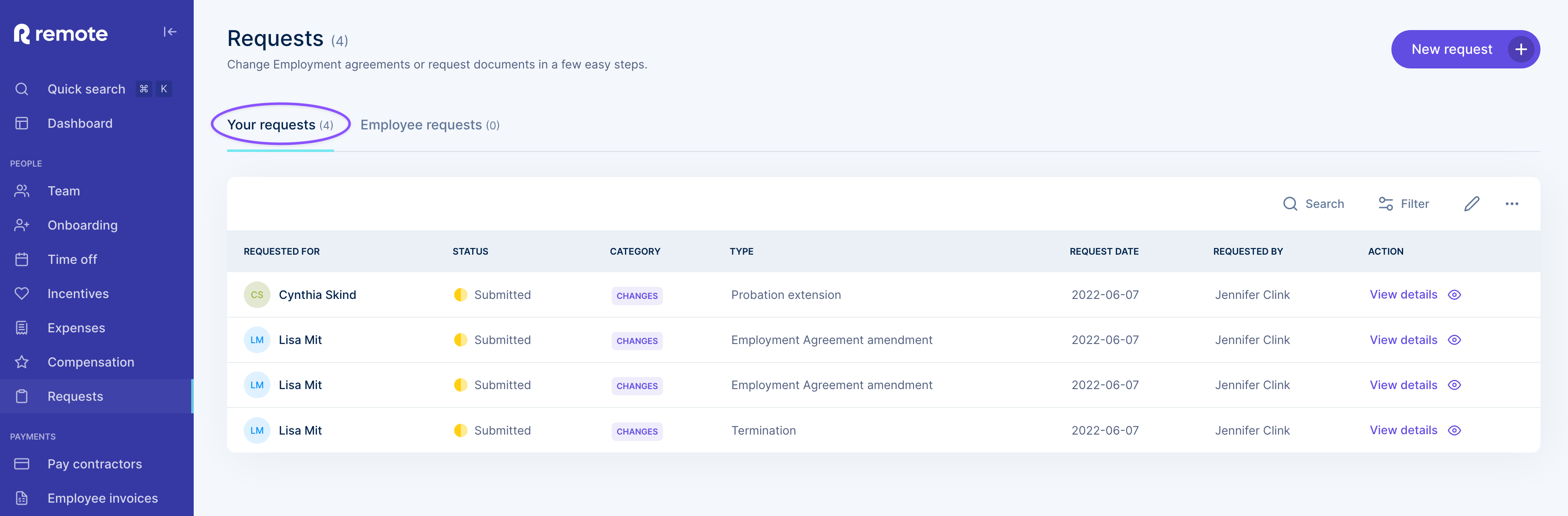 Can I track the status of requests I've submitted? – Remote