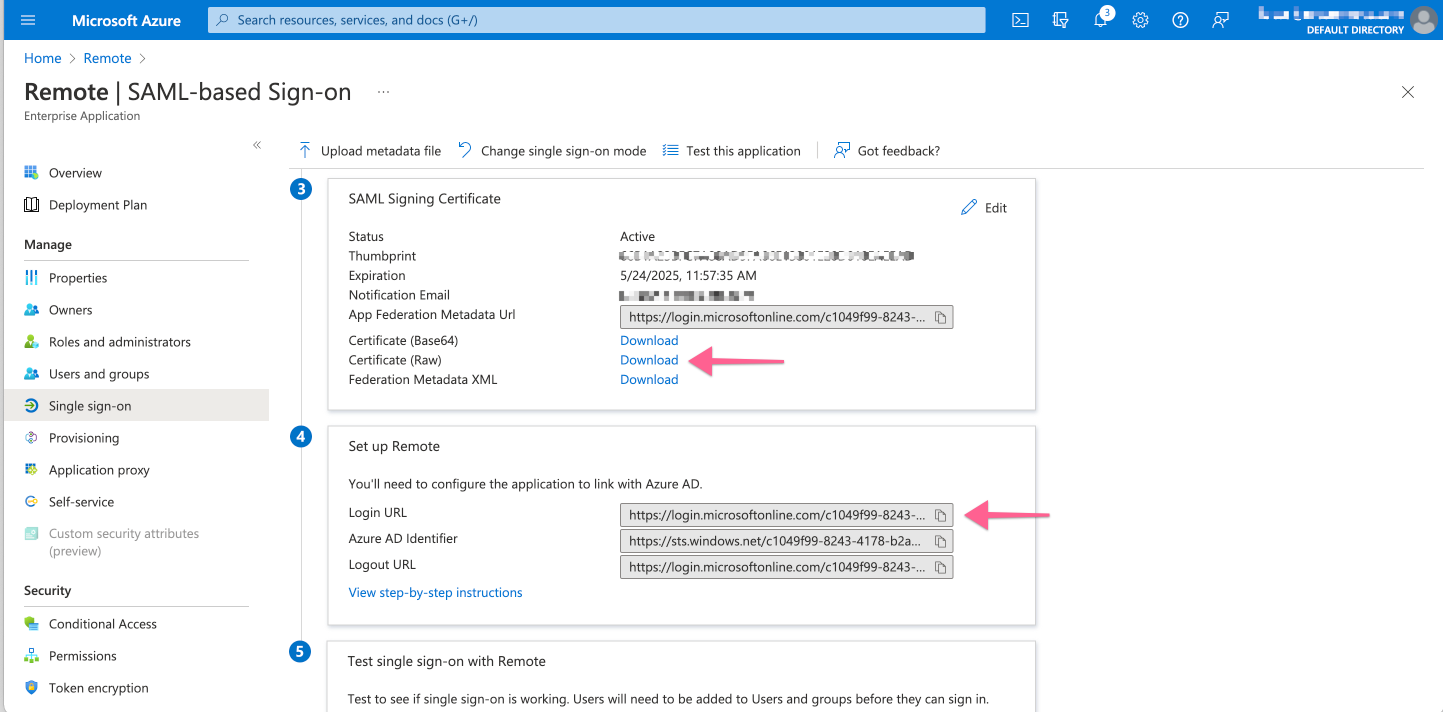 Setting up SSO in Remote with Azure AD – Remote