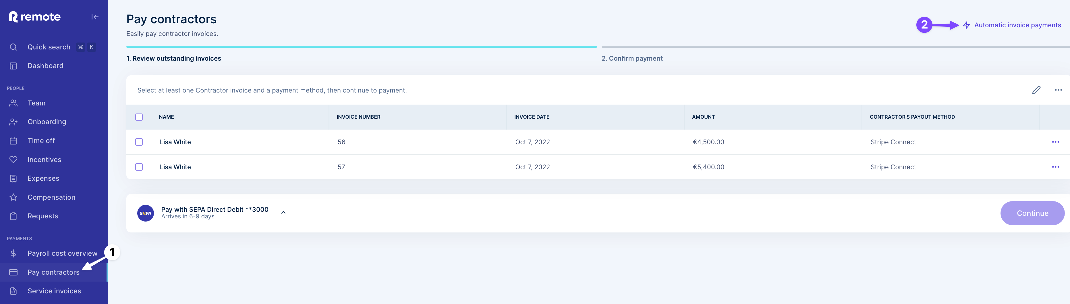 How to set up automatic payment for contractors' invoices – Remote