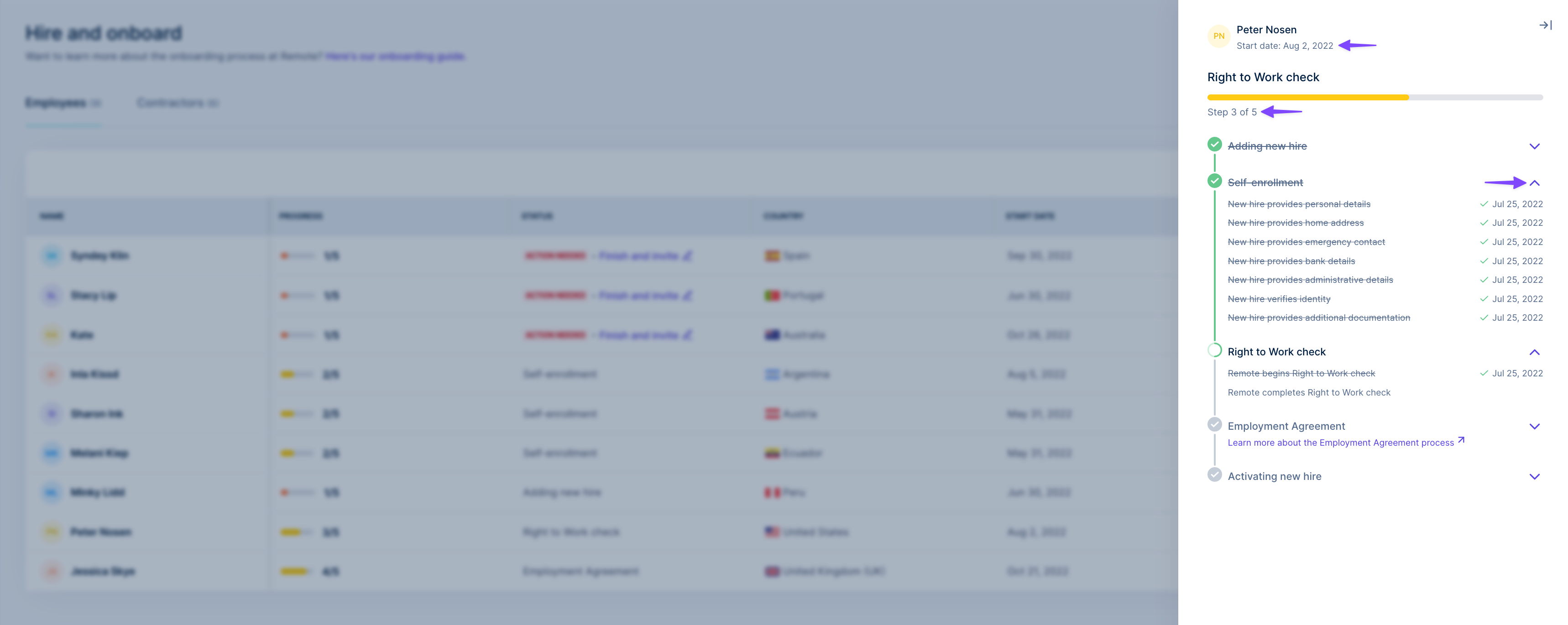 How to view an employee's onboarding status – Remote